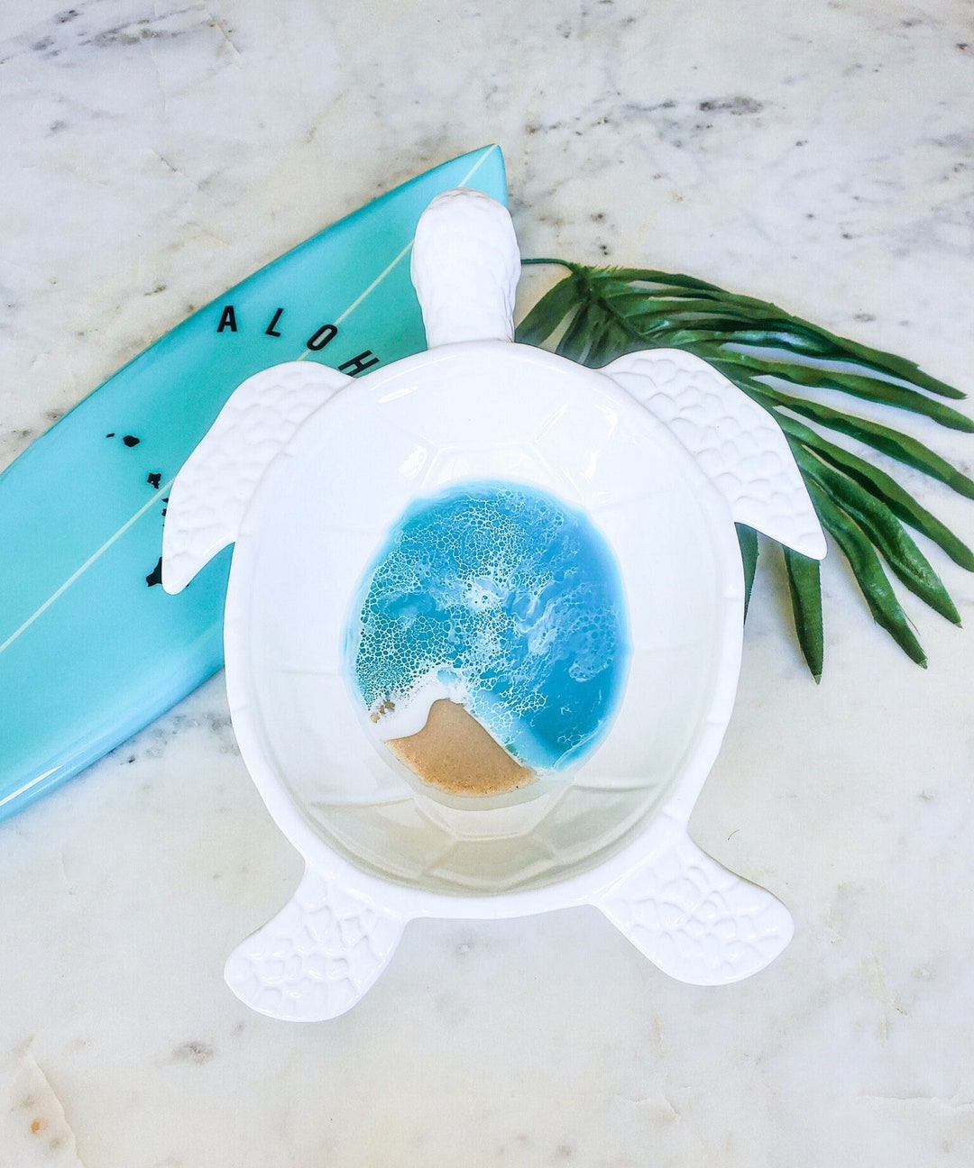 Ceramic Turtle Bowl Ocean Wave Decorative Dish Epoxy Resin Ocean Bowl ...