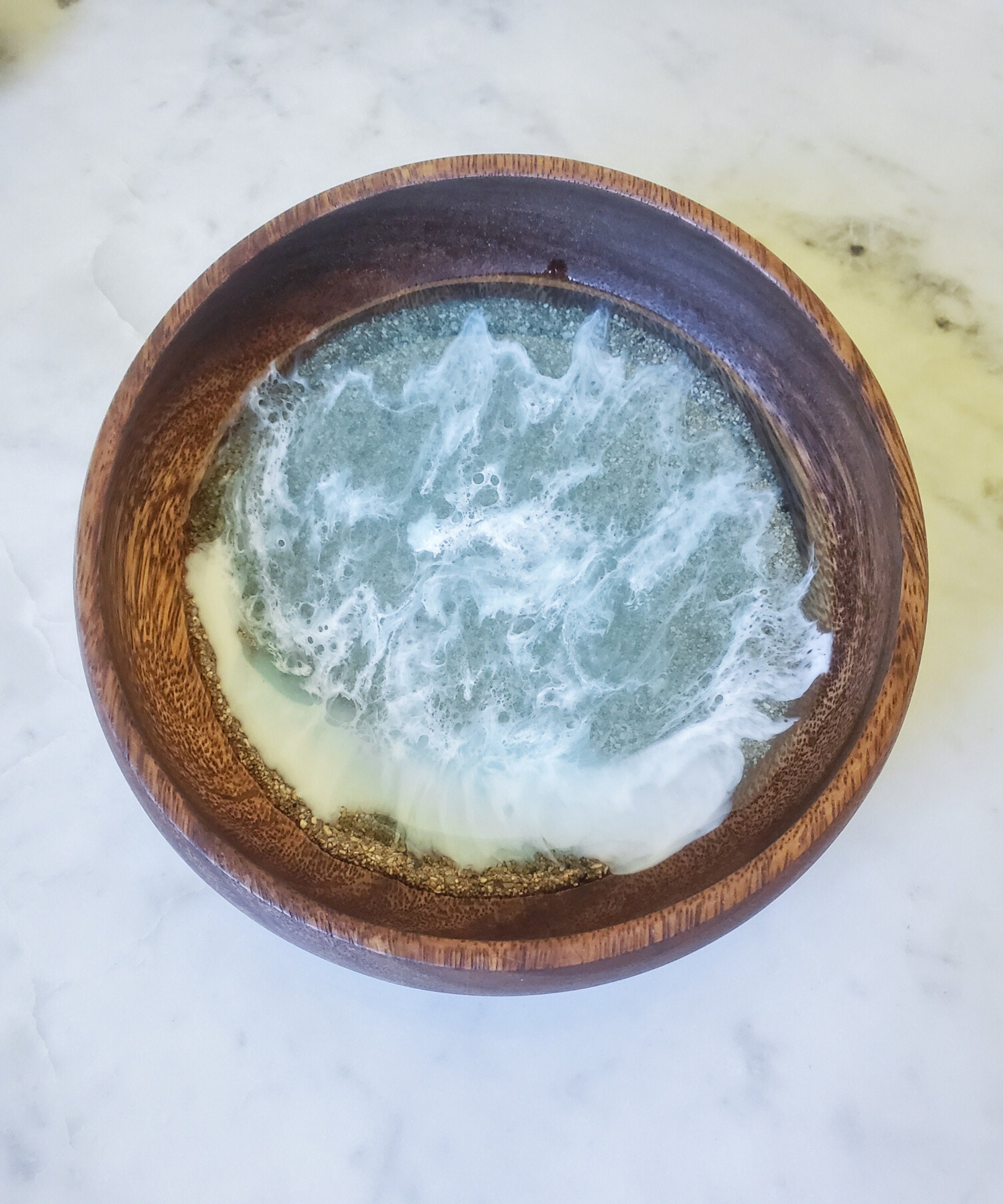 Custom Ocean Wave Wooden Bowl Large Trinket Dish Bowl Unique Ocean ...