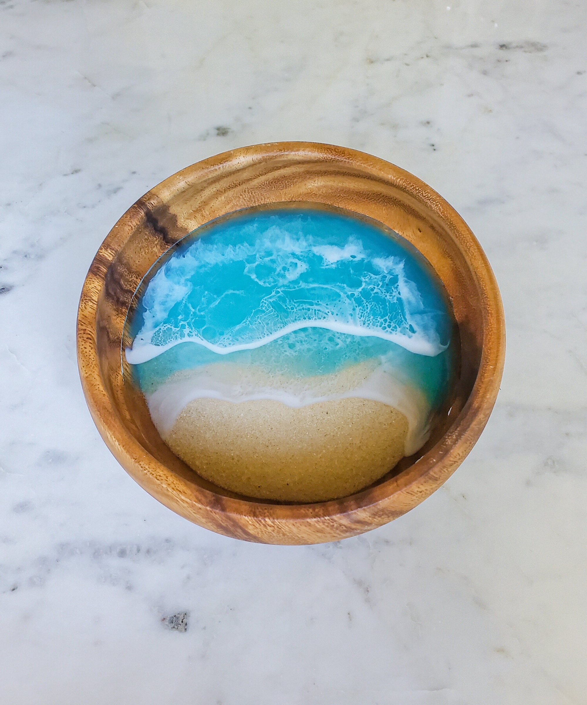 Custom Ocean Wave Wooden Bowl Large Trinket Dish Bowl Unique Ocean ...
