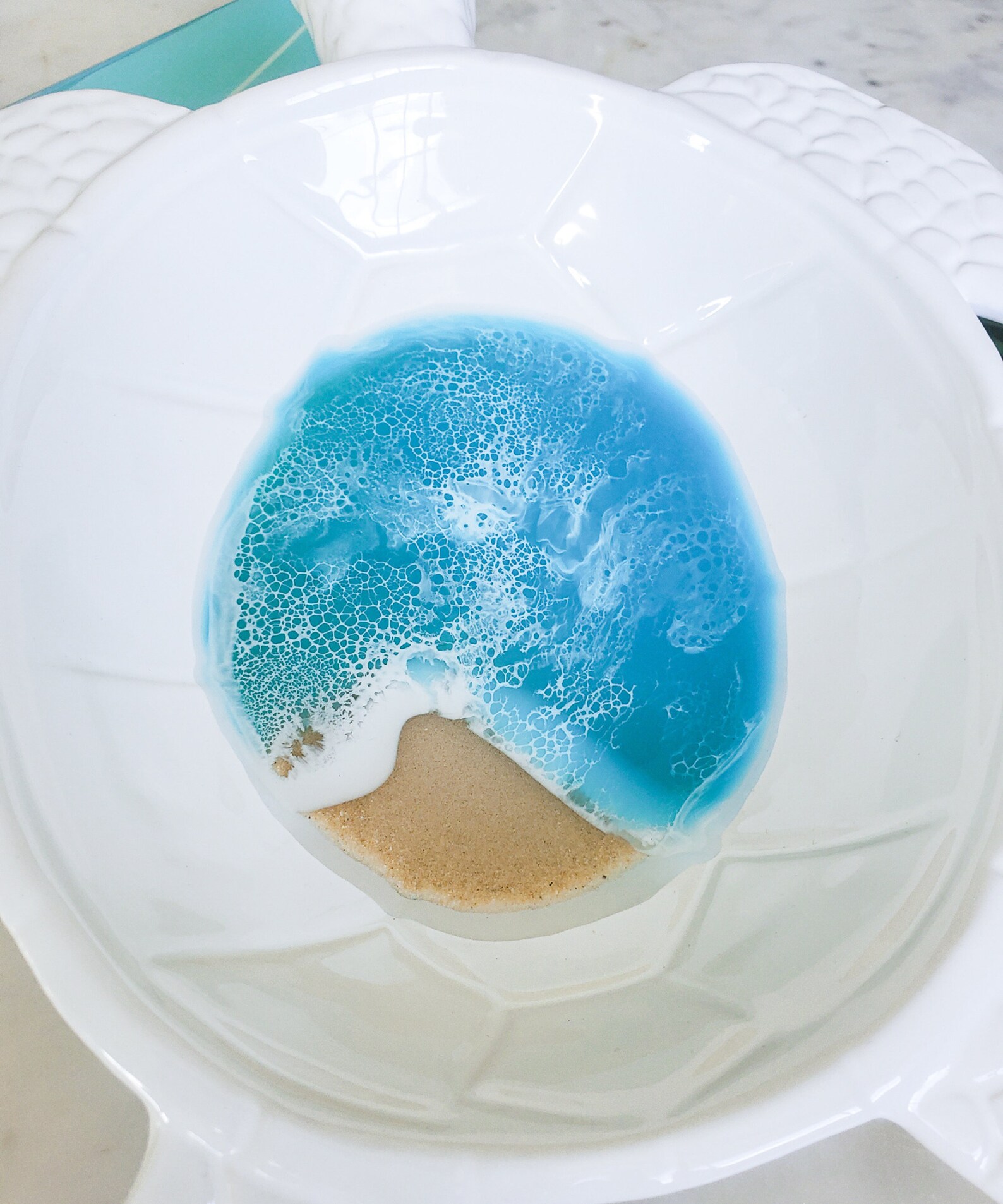 Ceramic Turtle Bowl Ocean Wave Decorative Dish Epoxy Resin Ocean Bowl ...