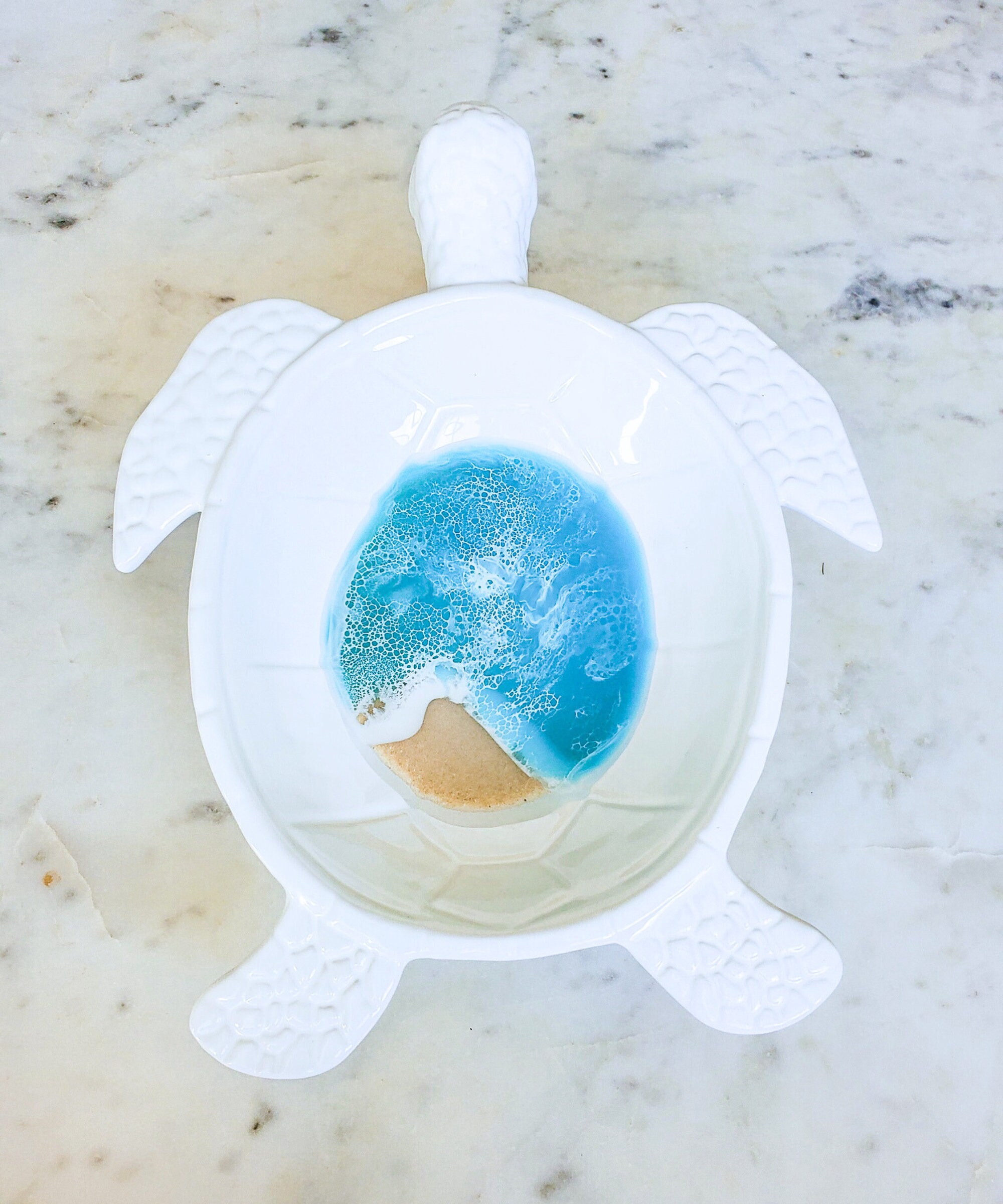 Ceramic Turtle Bowl Ocean Wave Decorative Dish Epoxy Resin Ocean Bowl ...