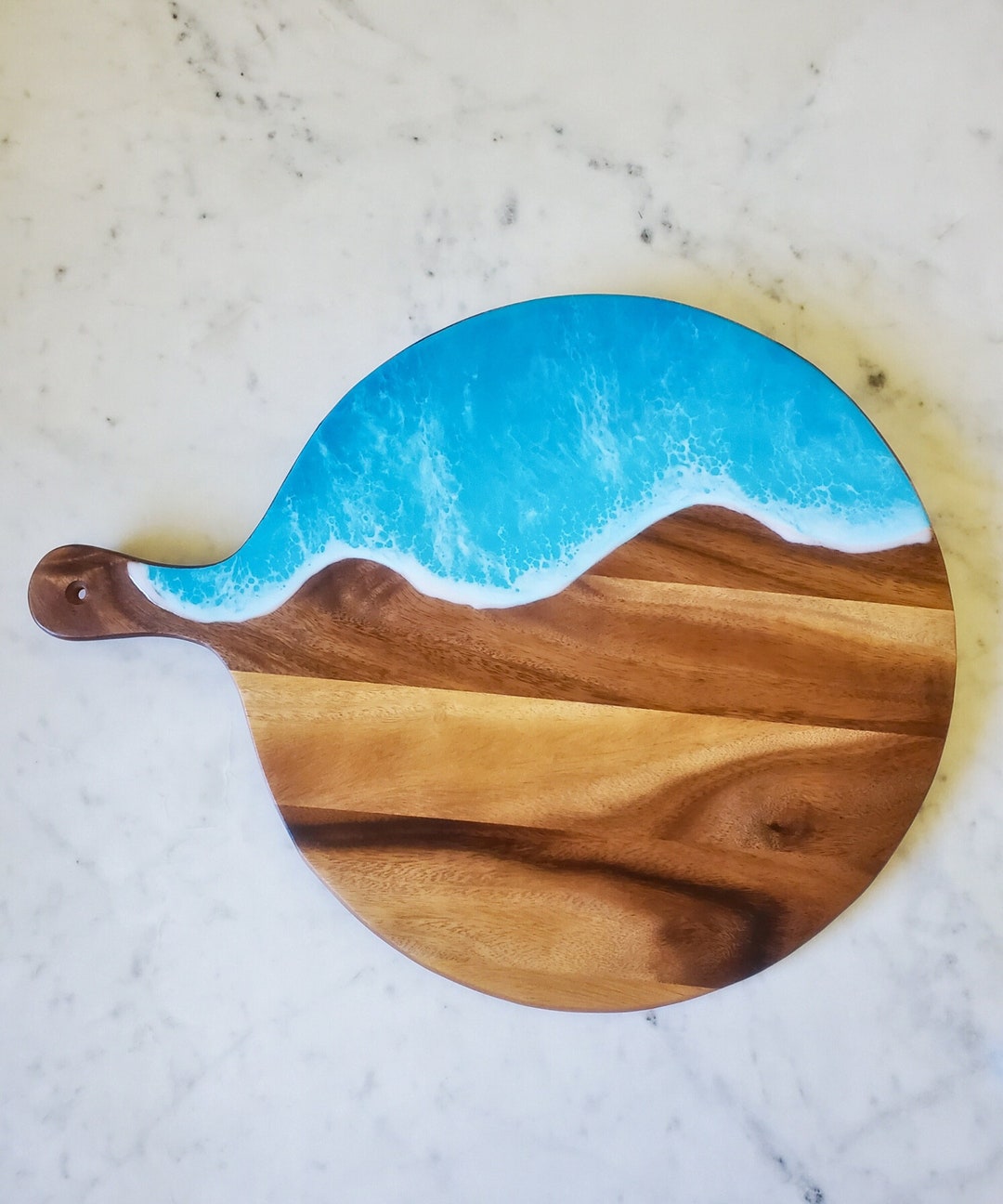 Resin Art Ocean Cutting Board With Handle Acacia Cutting Board Resin ...