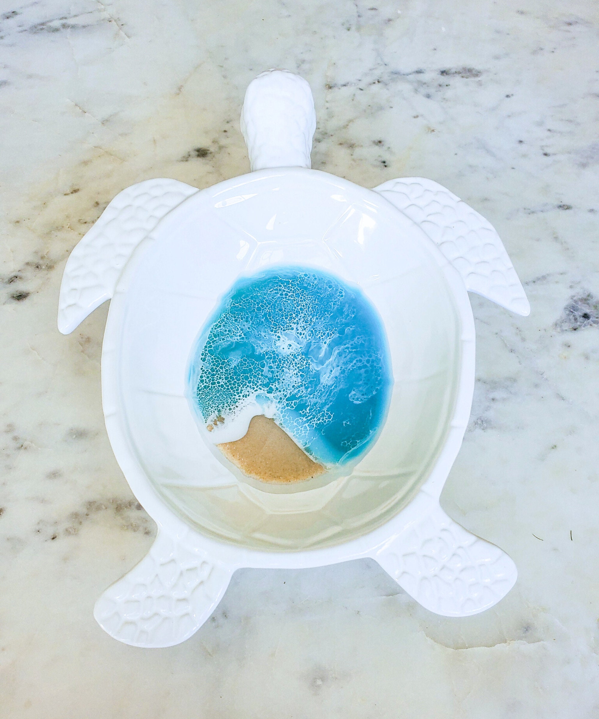 Ceramic Turtle Bowl Ocean Wave Decorative Dish Epoxy Resin Ocean Bowl ...