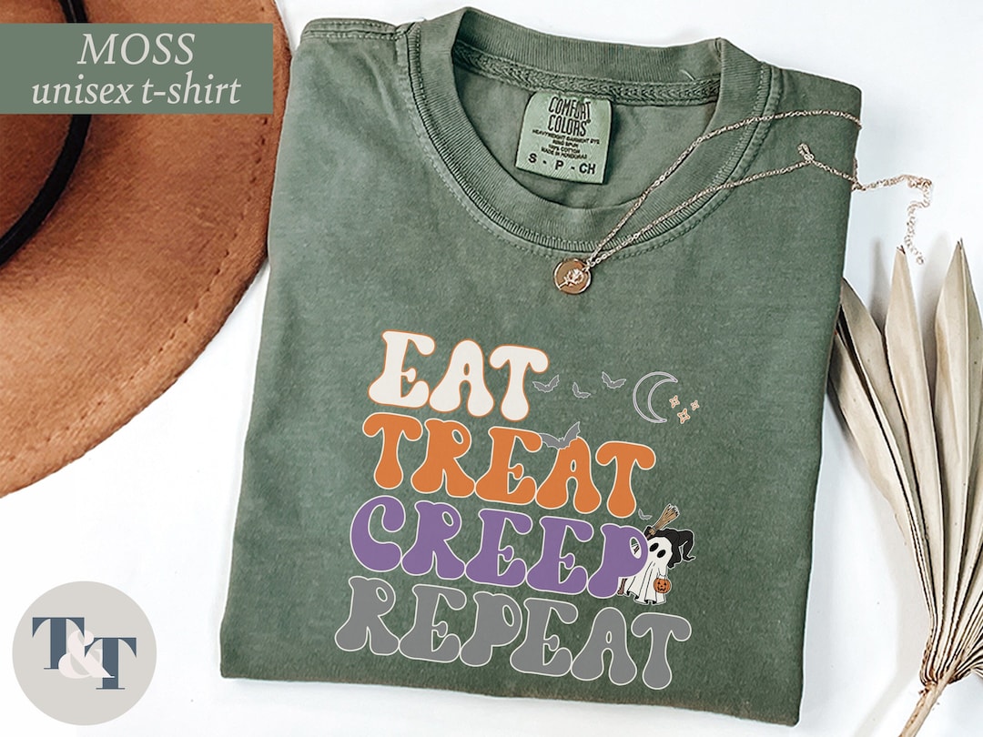 Retro Creep Ghost Shirt, Eat Treat Creep Repeat Halloween T-shirt ...