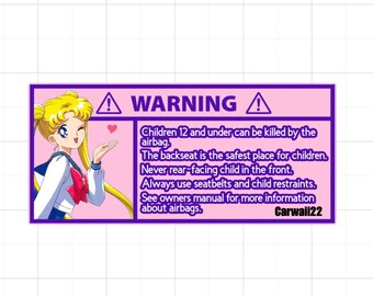 Car Warning Anime Sticker - Etsy