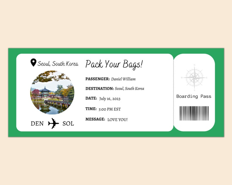 EDITABLE Pack Your Bags Canva Template | Printable Airline Ticket ...
