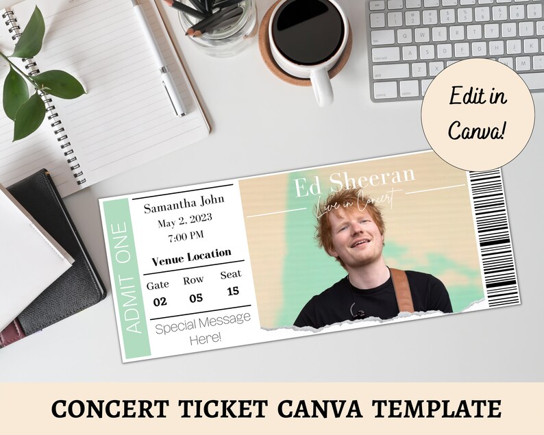 EDITABLE Concert Ticket Canva Template Customizable Ticket - Etsy Australia