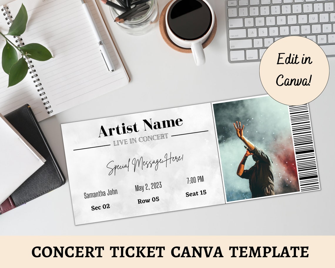 EDITABLE Concert Ticket Canva Template Customize to Your Liking Music ...