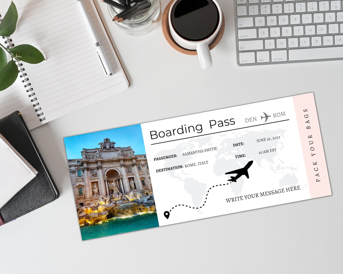 EDITABLE Boarding Pass Canva Template Customizable Airline - Etsy