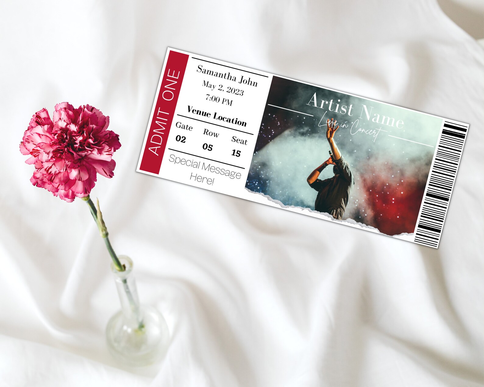 EDITABLE Concert Ticket Canva Template | Customizable Ticket Gift ...