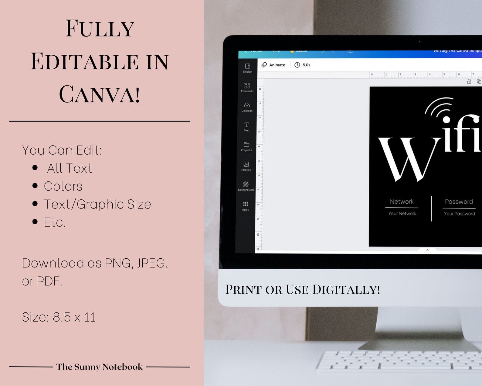 Customizable Wifi Sign | Simple Wifi Sign | Minimal Wifi Sign Template ...