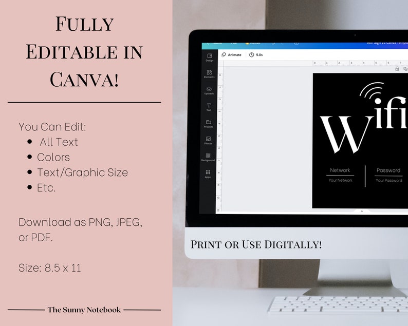Customizable Wifi Sign | Simple Wifi Sign | Minimal Wifi Sign Template ...