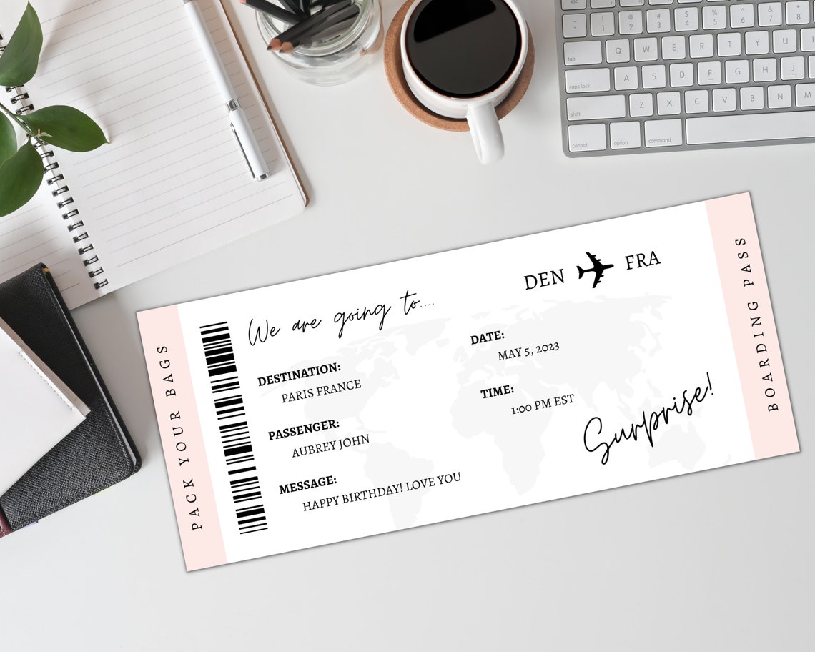 EDITABLE Surprise Boarding Pass Canva Template Printable - Etsy