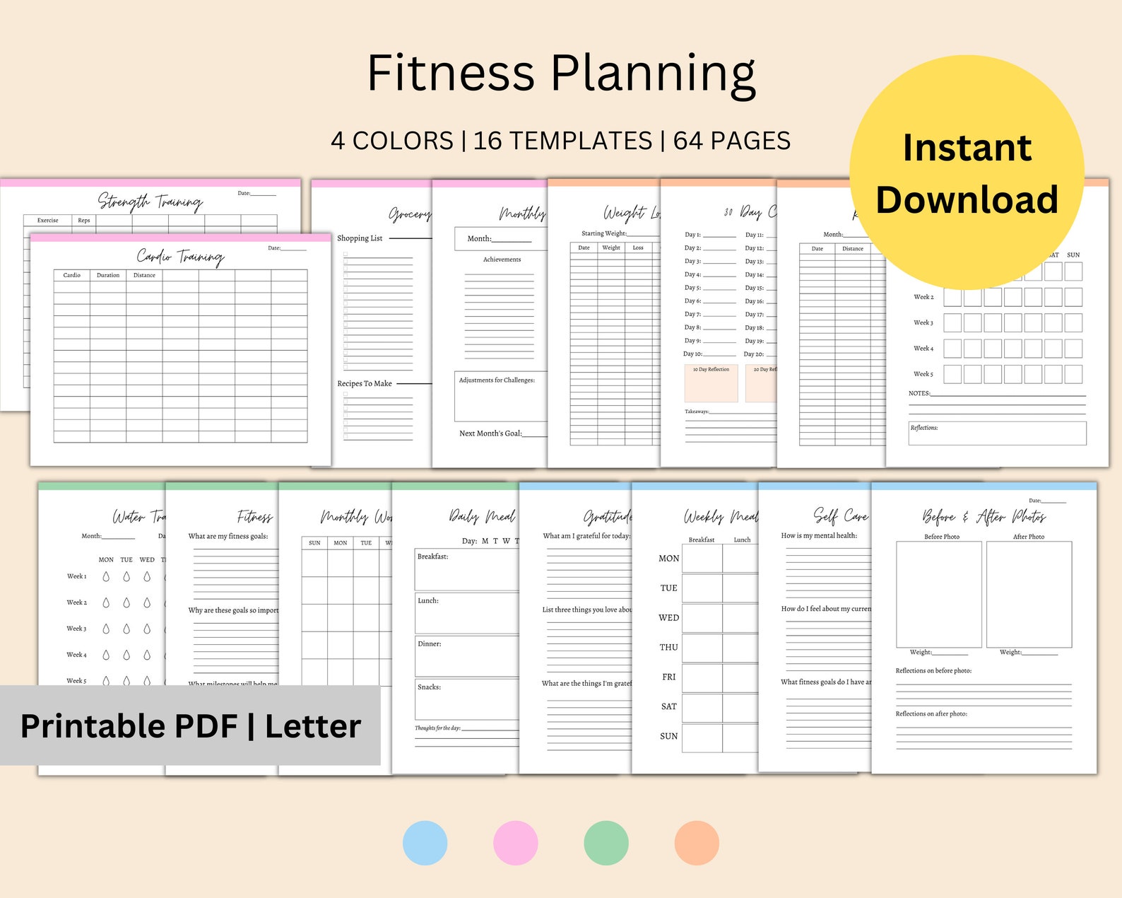 Printable Fitness Planner | Workout Planner | Weight Loss | Meal ...