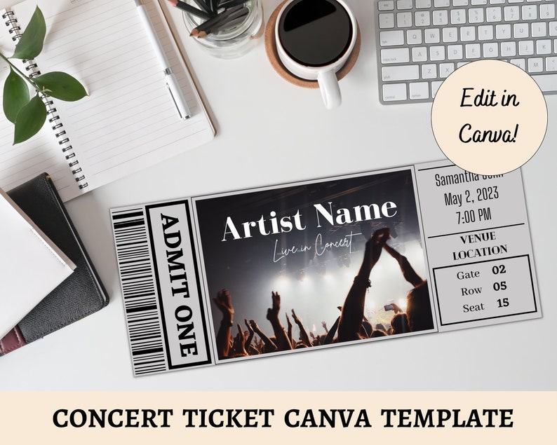 EDITABLE Concert Ticket Canva Template | Surprise Gift Idea | Gift for ...