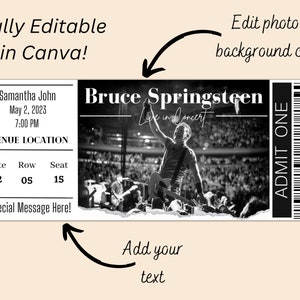 Editable Concert Ticket Canva Template | Music Concert Event Ticket ...