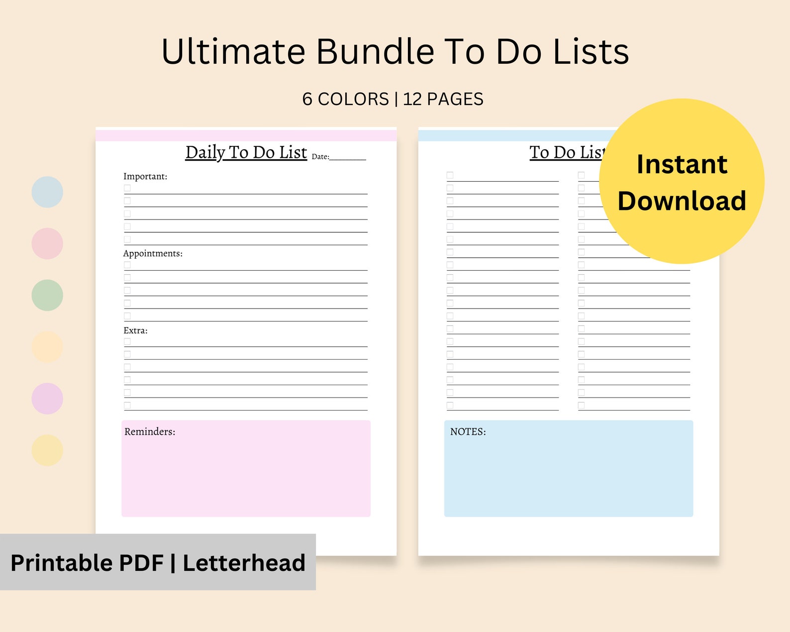 Printable to Do List Bundle | Daily Planner | Daily Checklist ...