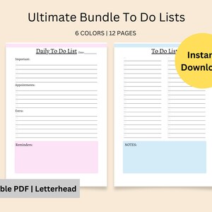Printable to Do List Bundle | Daily Planner | Daily Checklist ...