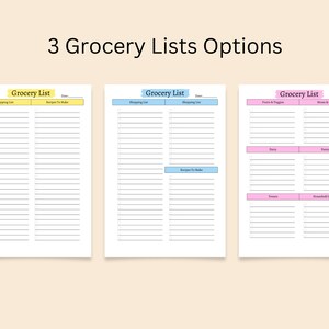 Grocery List Template Bundle | Shopping List | Weekly Meal Planner ...