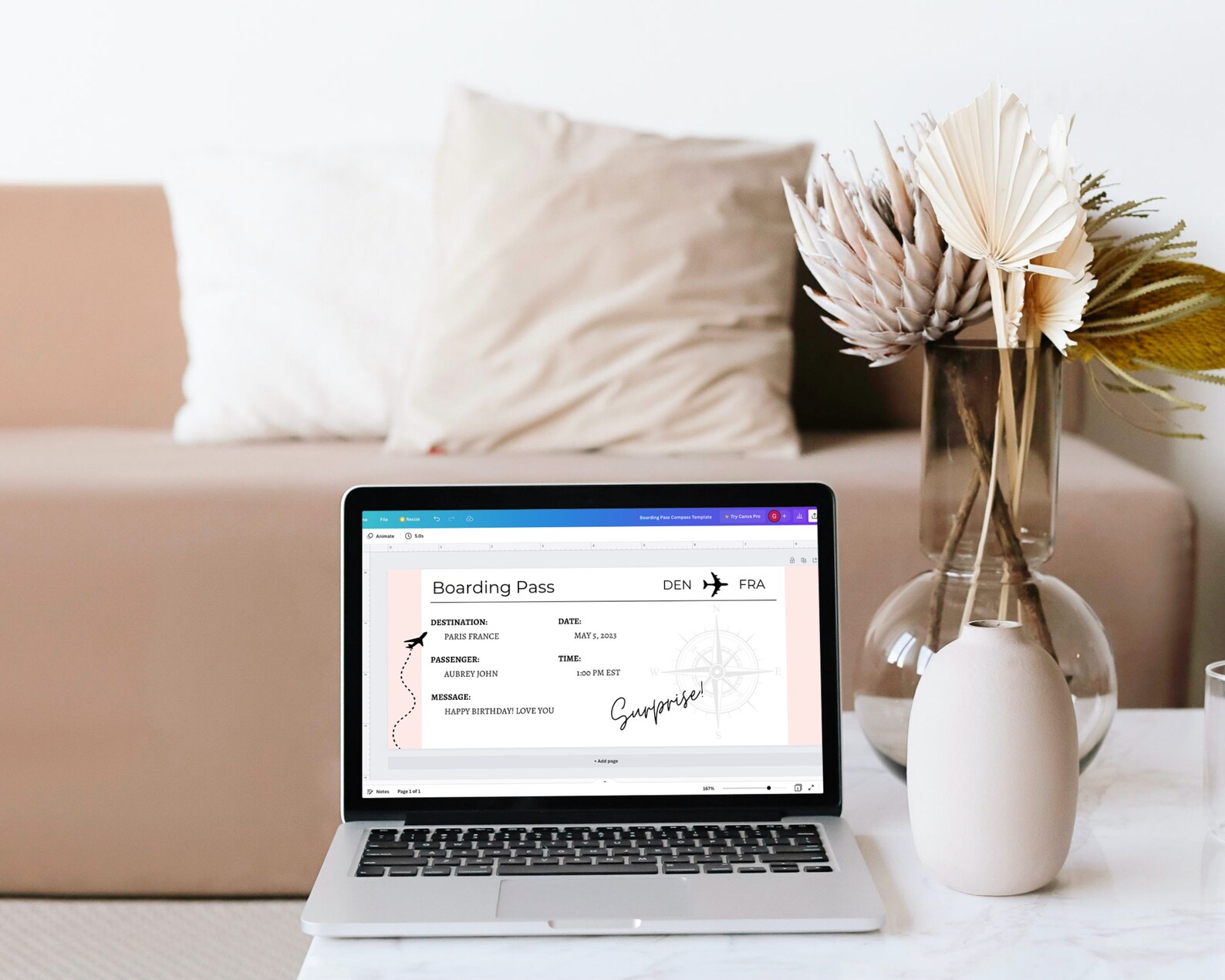EDITABLE Compass Boarding Pass Canva Template | Compass Ticket ...