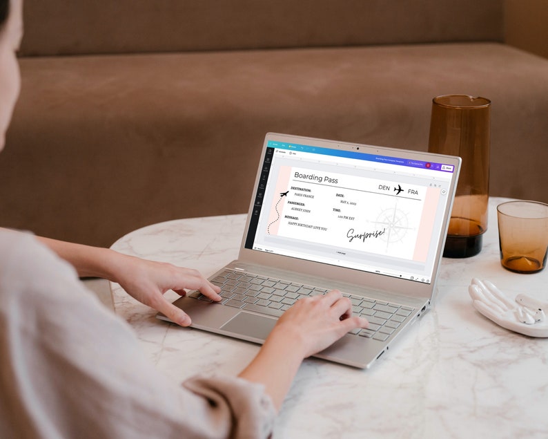 EDITABLE Compass Boarding Pass Canva Template | Compass Ticket ...