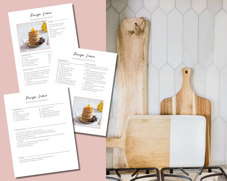 Editable Recipe Page Template Minimal Recipe Sheet Template Printable ...