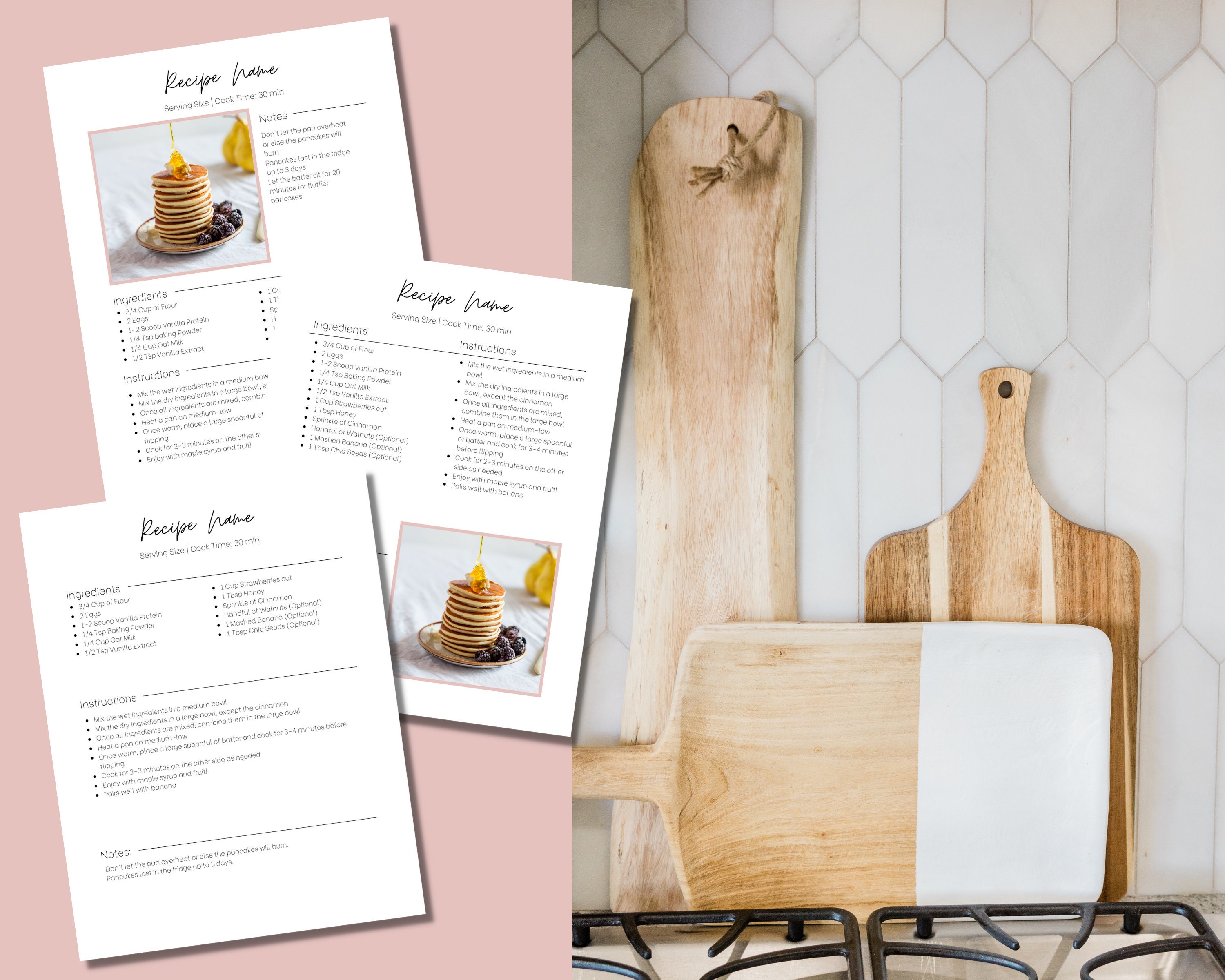 Editable Recipe Page Template Minimal Recipe Sheet Template Printable ...