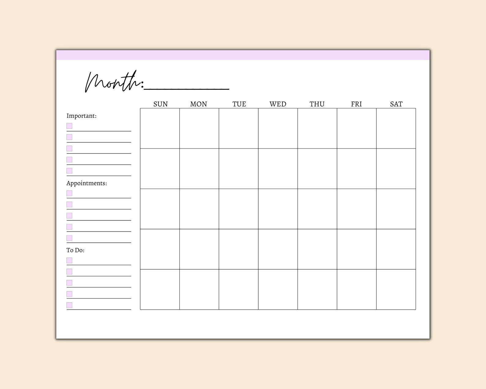 Printable Calendar | Monthly Planner | Monthly Calendar | to Do List ...