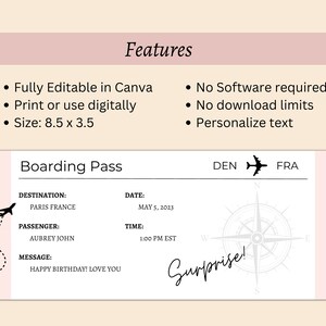 EDITABLE Compass Boarding Pass Canva Template | Compass Ticket ...