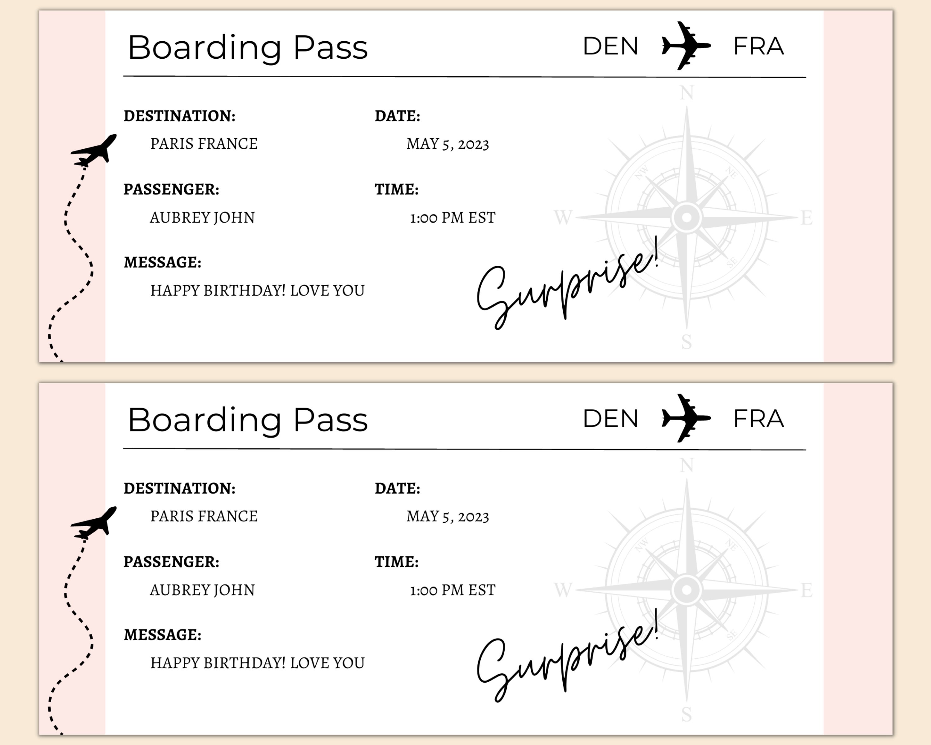 EDITABLE Compass Boarding Pass Canva Template | Compass Ticket ...