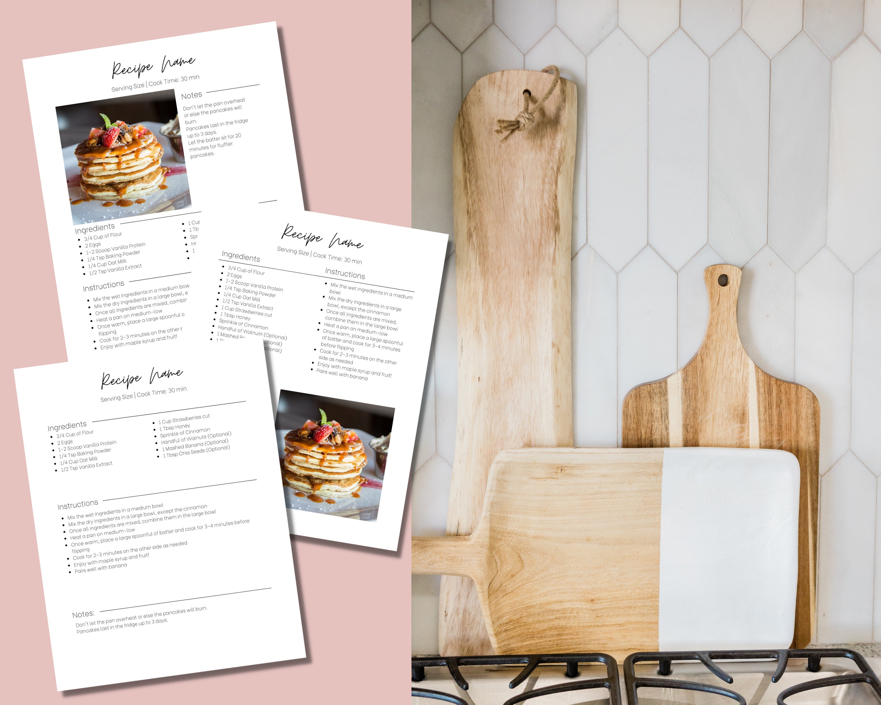 Classic Recipe Template Editable Minimal Recipe Pages Template ...