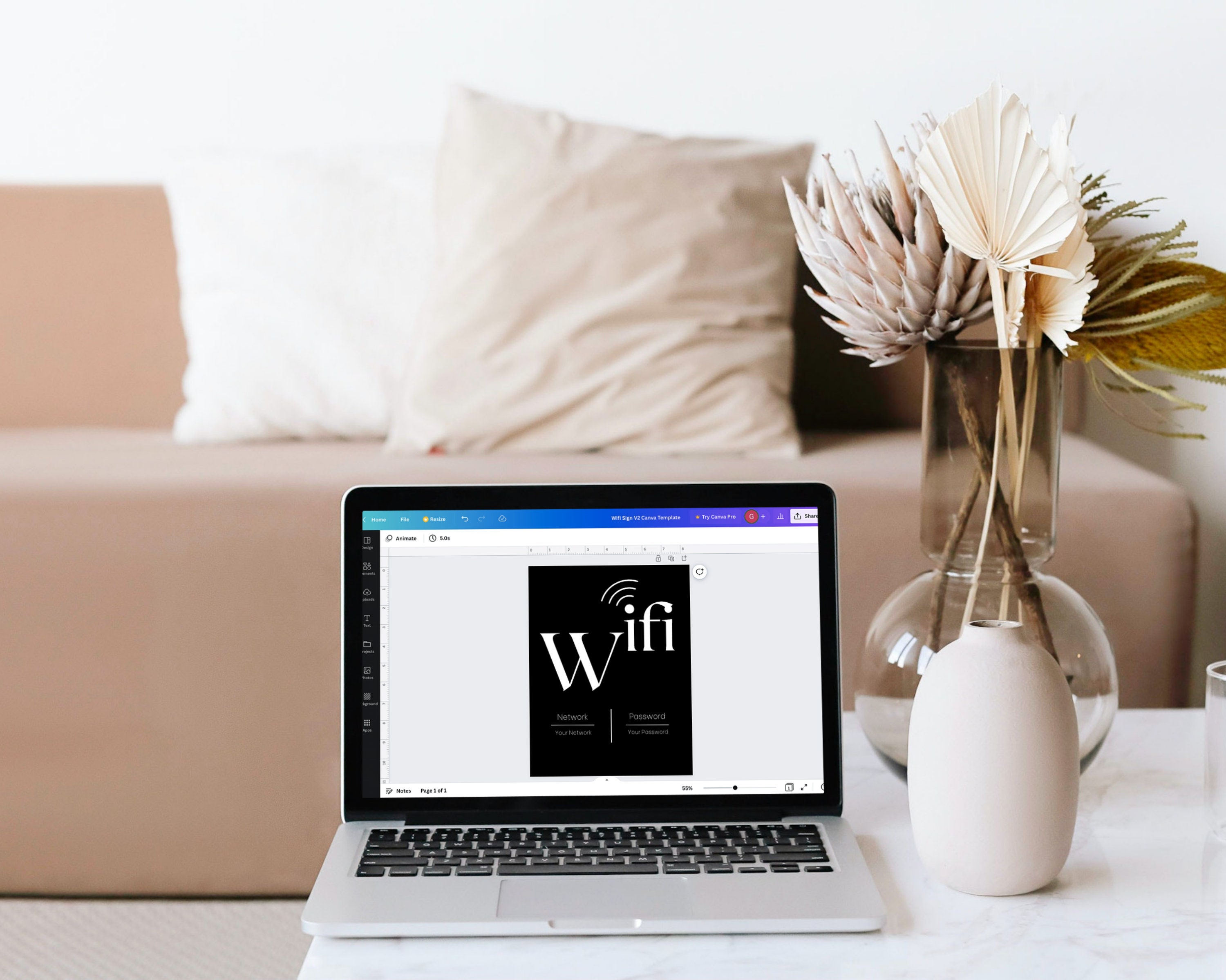 Customizable Wifi Sign | Simple Wifi Sign | Minimal Wifi Sign Template ...