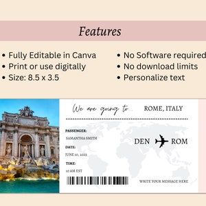 EDITABLE Boarding Pass Canva Template | Printable Airline Ticket ...