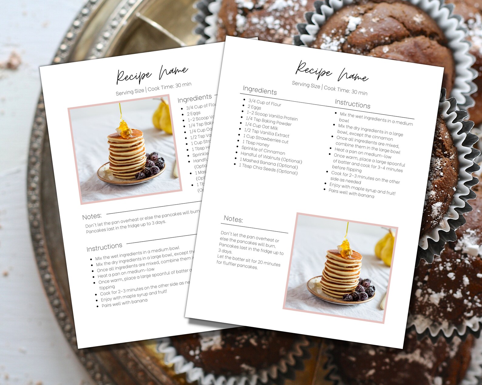 Editable Recipe Page Template Minimal Recipe Sheet Template Printable ...