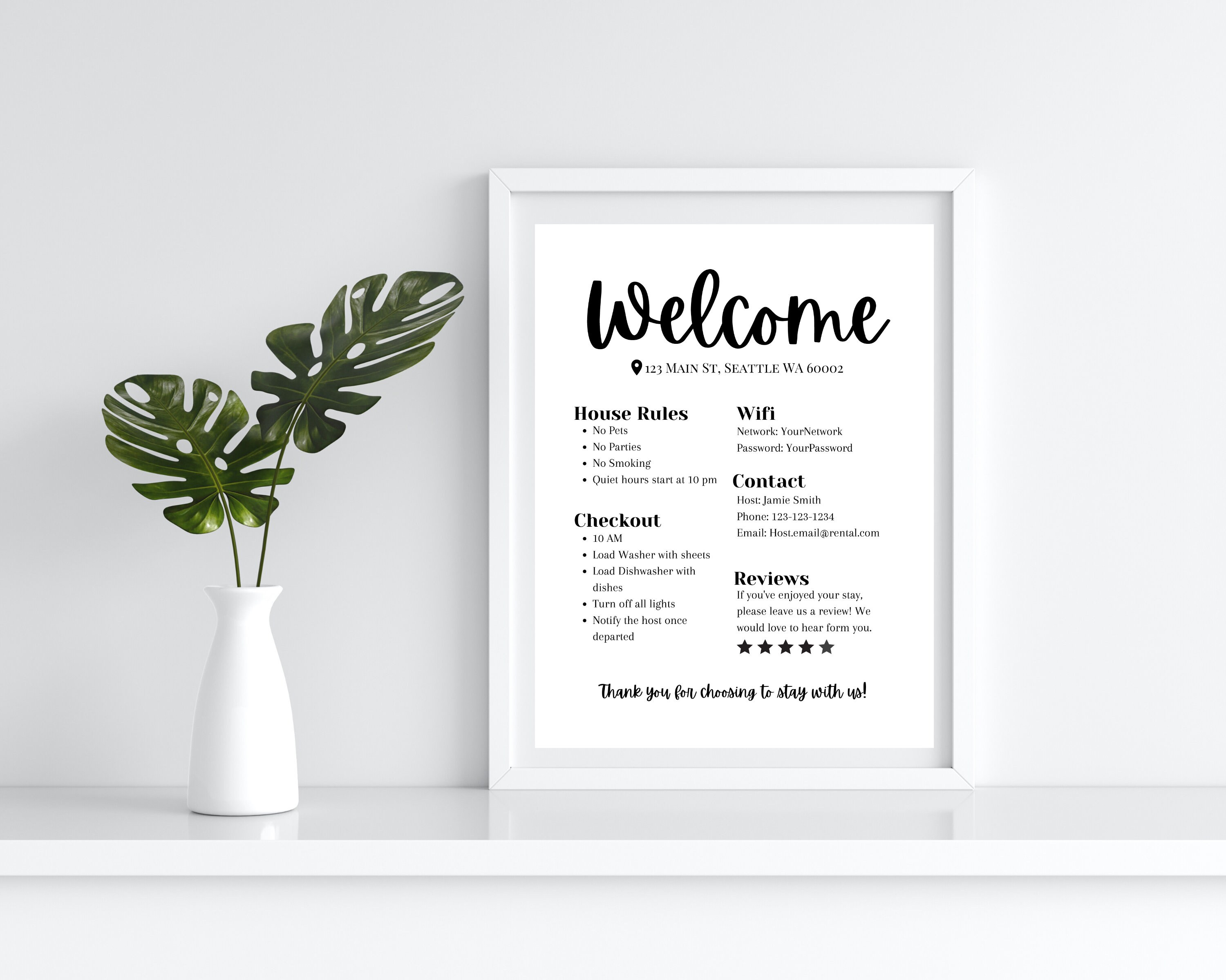 Printable Vacation Rental Sign | Welcome Sign for Airbnb Hosts ...