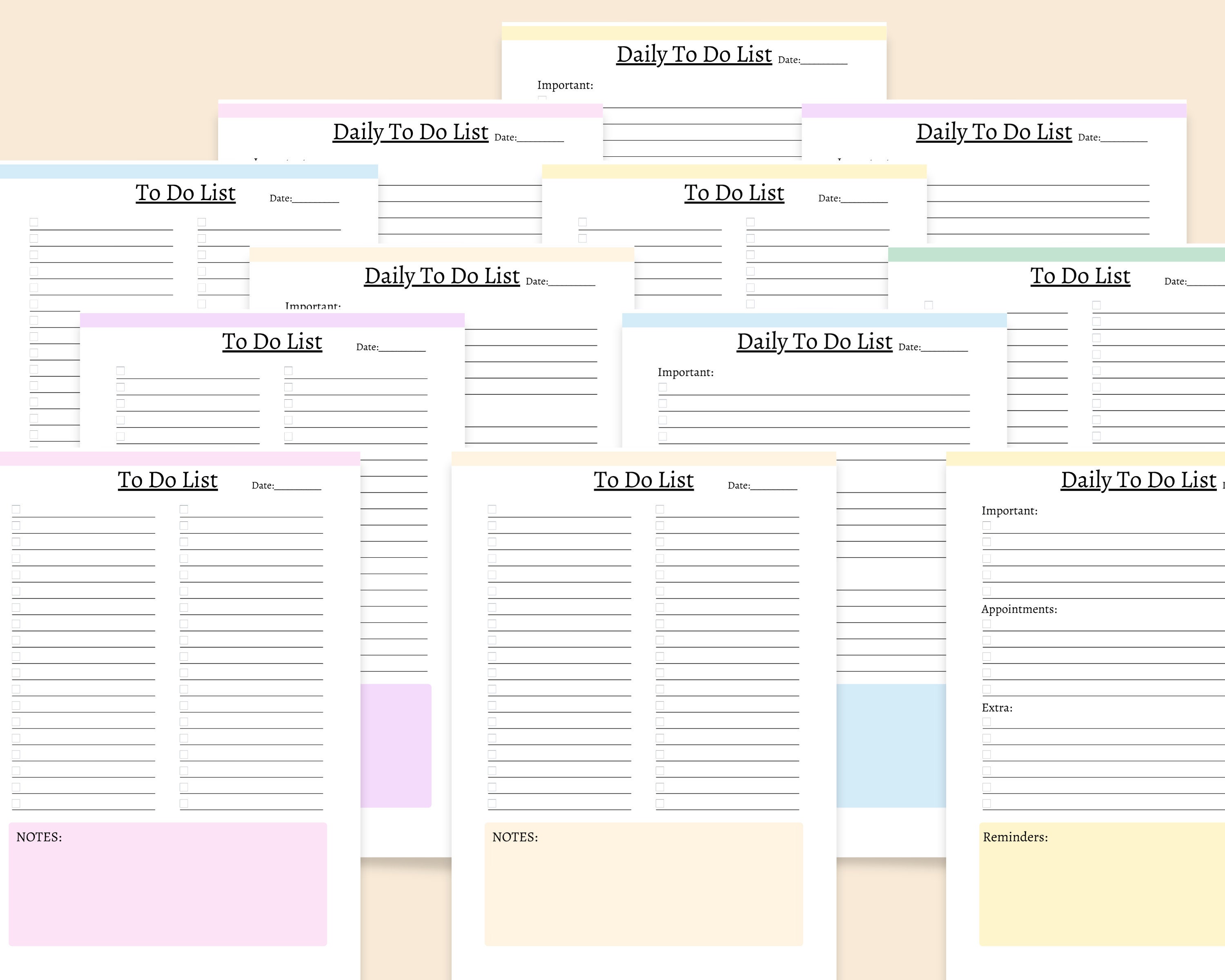 Printable to Do List Bundle | Daily Planner | Daily Checklist ...