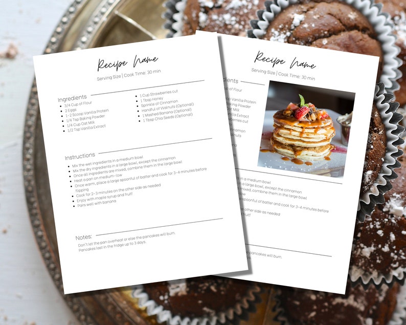 Classic Recipe Template Editable Minimal Recipe Pages Template ...