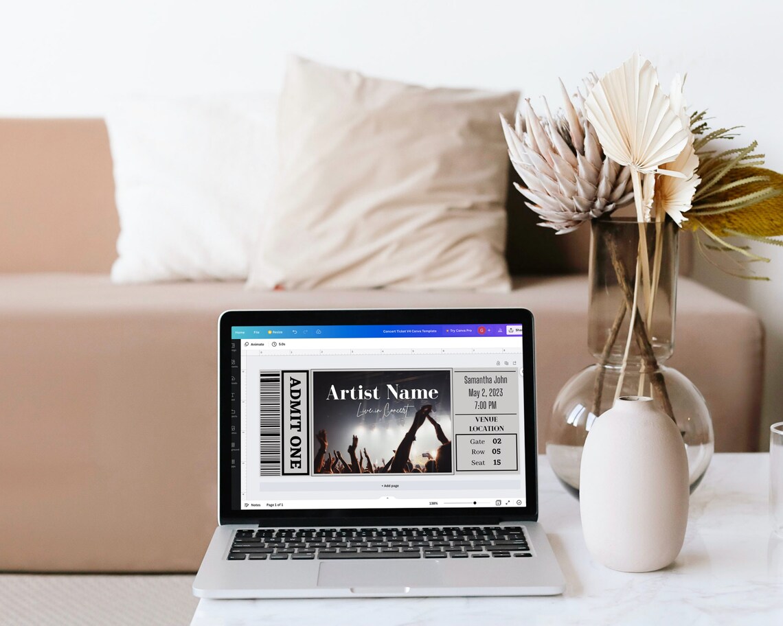 EDITABLE Concert Ticket Canva Template | Surprise Gift Idea | Gift for ...