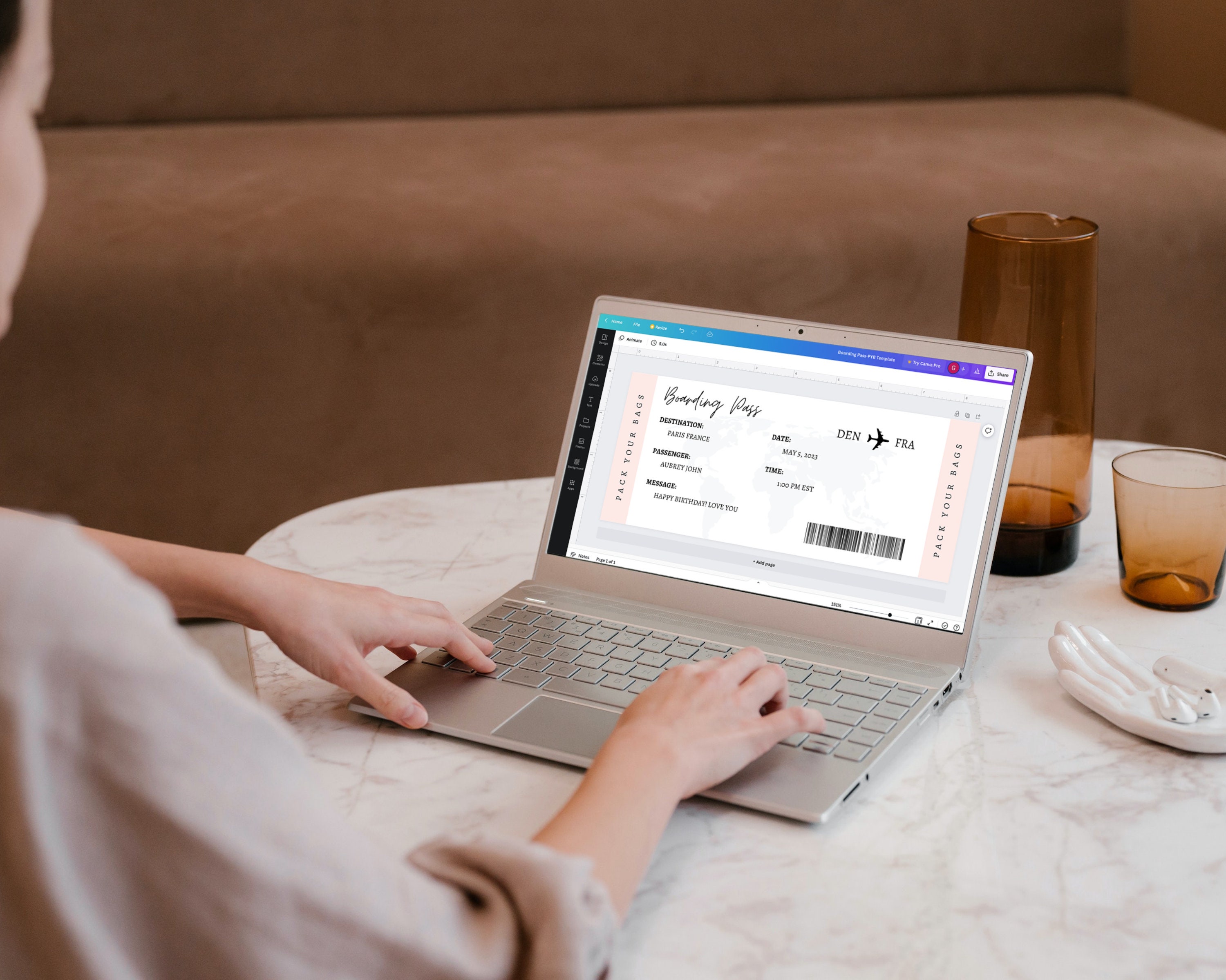 EDITABLE Boarding Pass- Pack Your Bags Canva Template | Printable ...