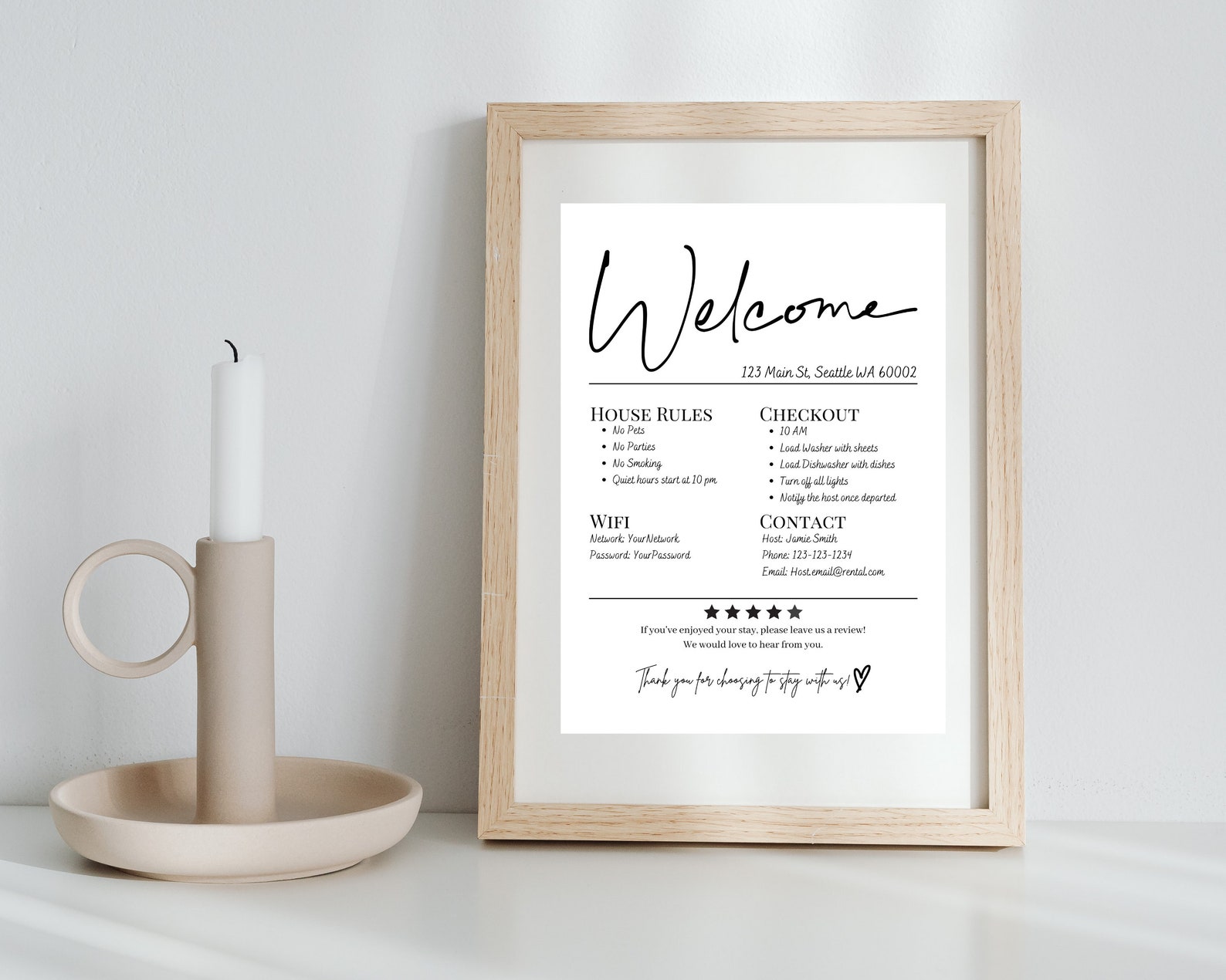 Editable Airbnb Welcome Sign | Printable Vacation Rental Sign | Welcome ...