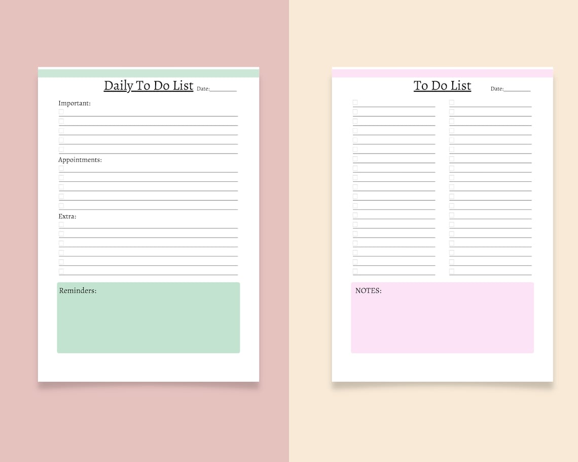 Printable to Do List Bundle Daily Planner Daily Checklist Planning ...