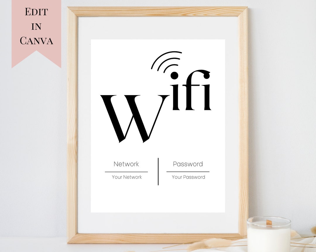 Editable Wifi Password Sign | Wifi Code Printable | Guest Room ...