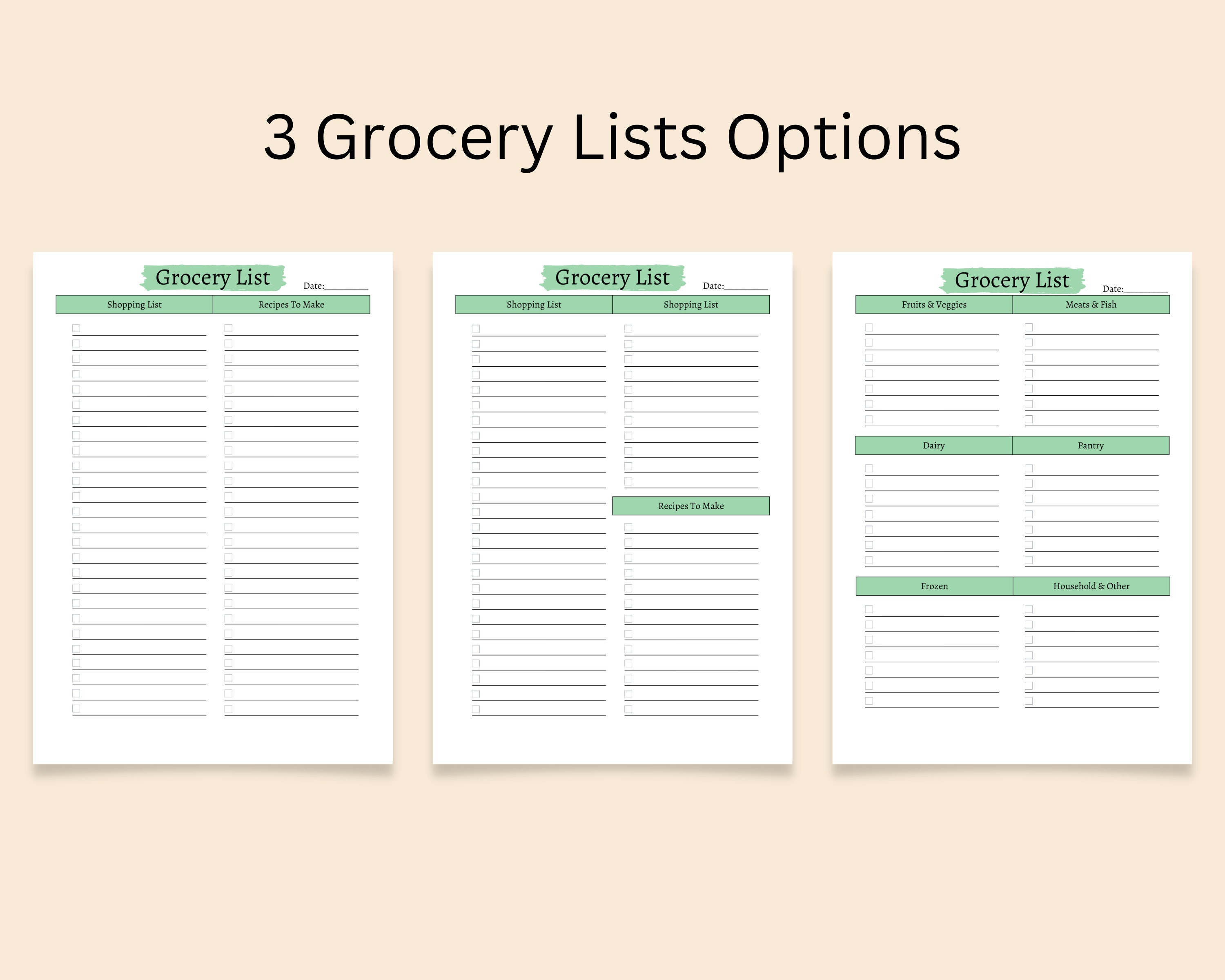Grocery List Template | Shopping List | Weekly Meal Planner | Groceries ...