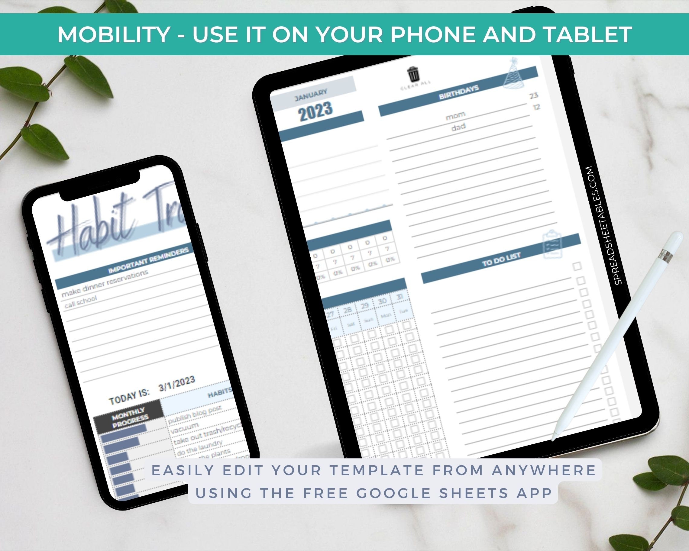 Habit Tracker Spreadsheet: Master Daily Routines, Self Improvement ...