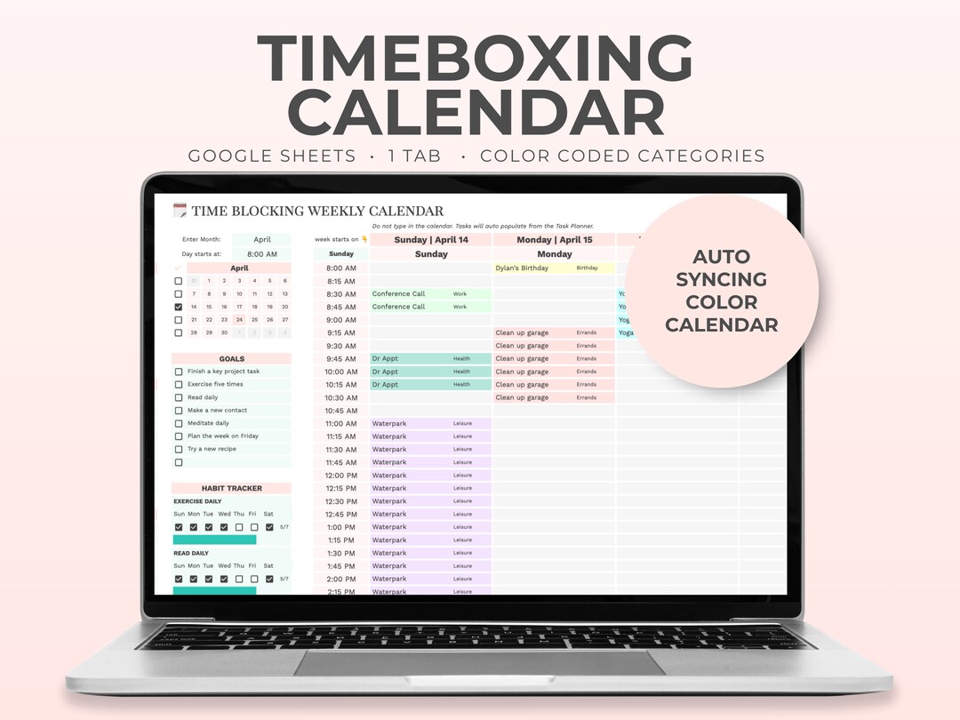 Time Block Planner and Calendar, Time Management Tool, Daily Scheduling ...