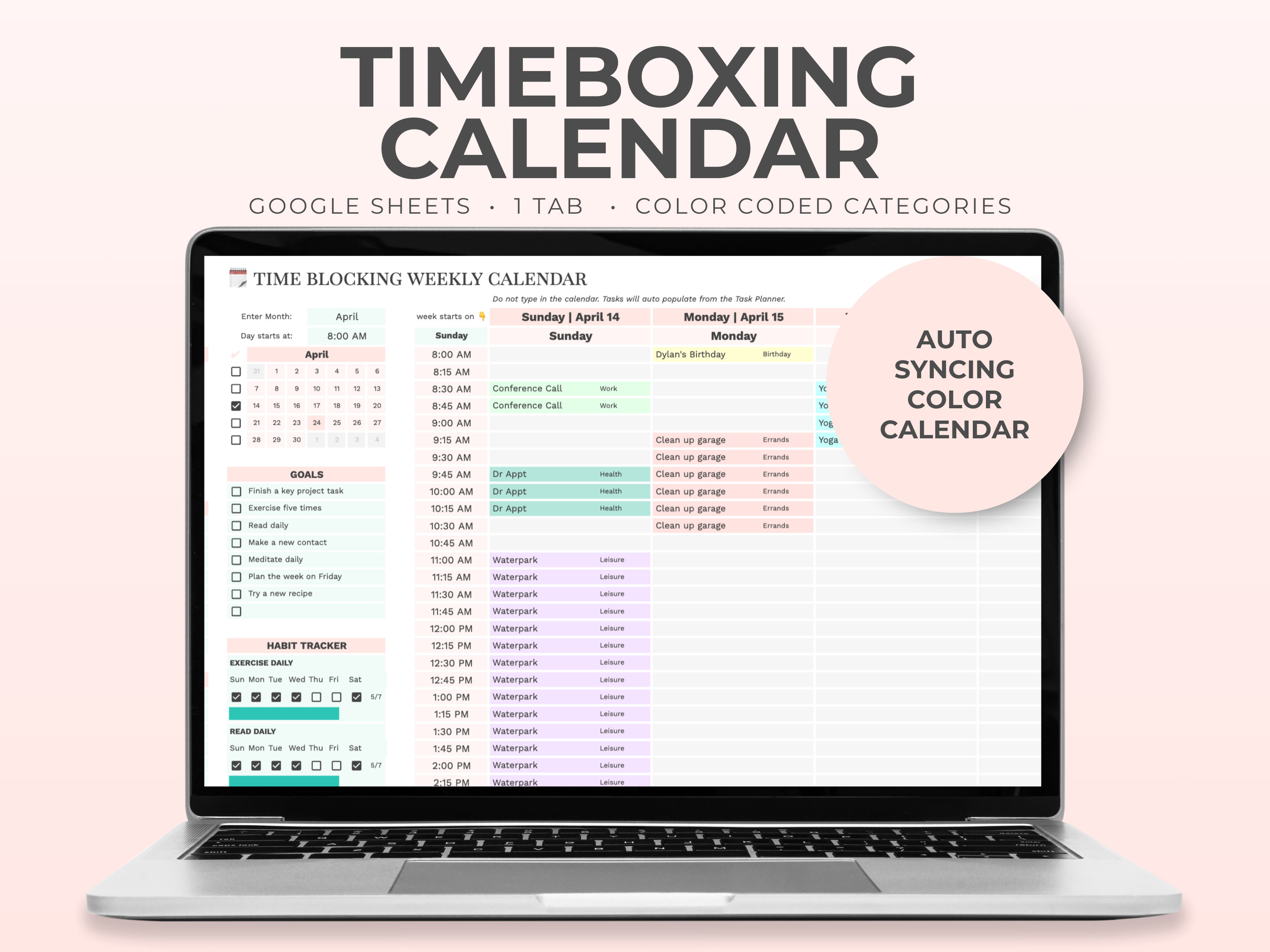 Time Block Planner and Calendar, Time Management Tool, Daily Scheduling ...