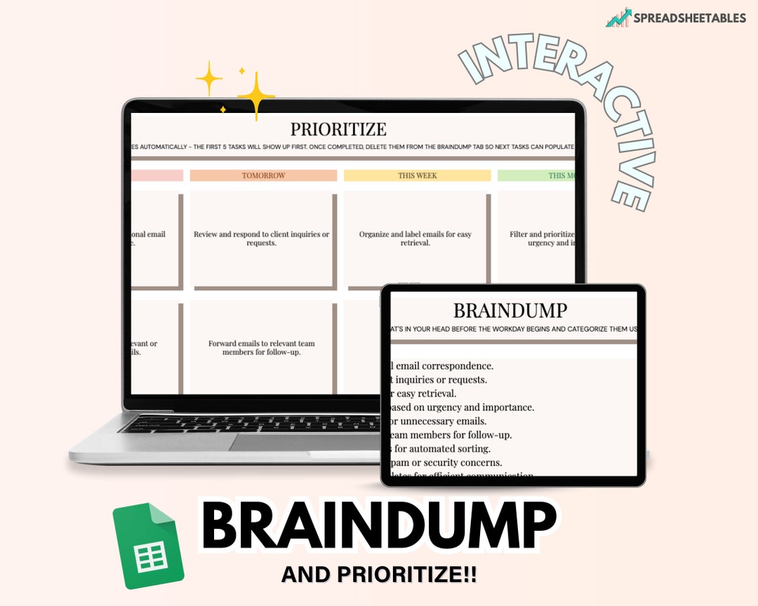 Brain Dump and Prioritize Your Tasks, Braindump Planner, Tasks Prioritization, Productivity ...