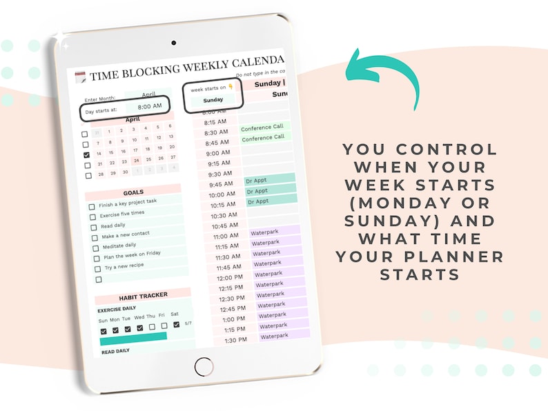 Time Block Planner and Calendar, Time Management Tool, Daily Scheduling ...