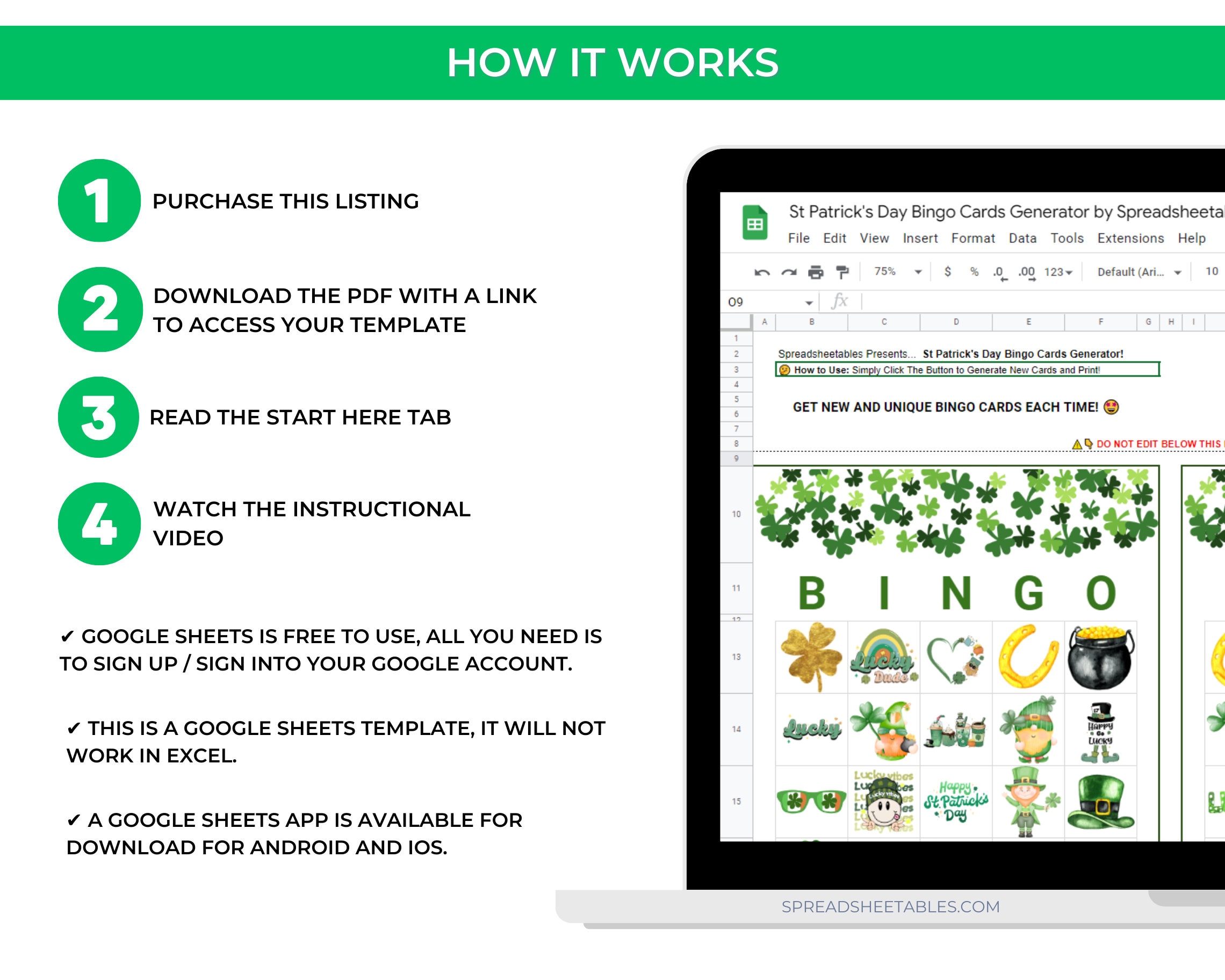 St Patricks Day Bingo Cards Generator, Perfect for Large Groups or Classroom Activities. Custom ...