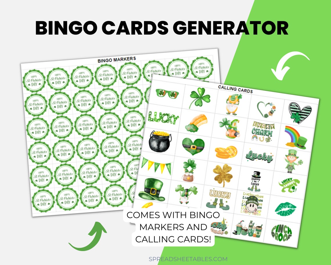 St Patricks Day Bingo Cards Generator, Perfect for Large Groups or ...